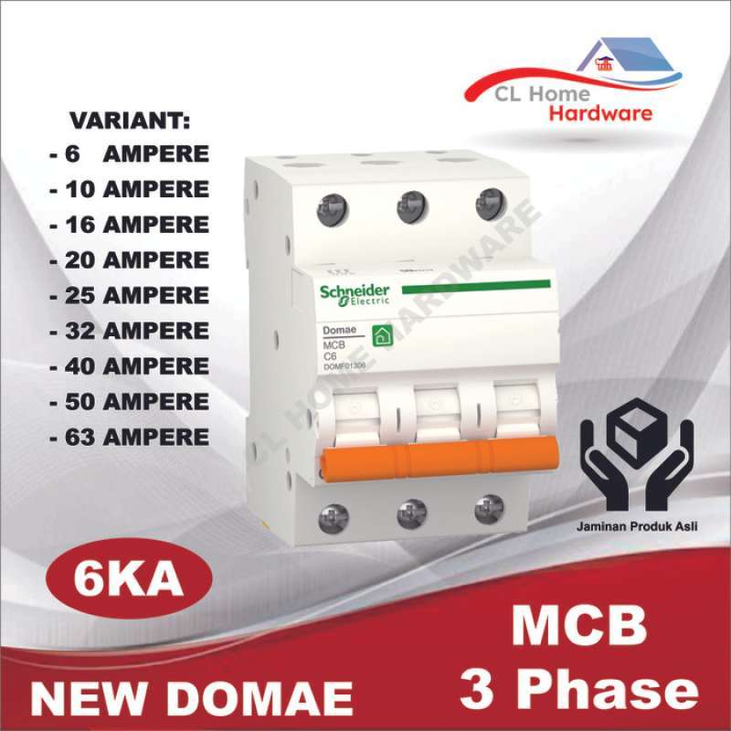 Promo Mcb 3 Phase New Domae Schneider 3p 6a,10a,16a,20a,25a,32a,40a,50a,63a - 10a Diskon 50% Di ...