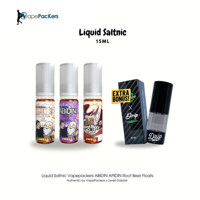 Jual Liquid Saltnic Vapepackers Abidin Apidin Root Beer Floats - 15ml ...