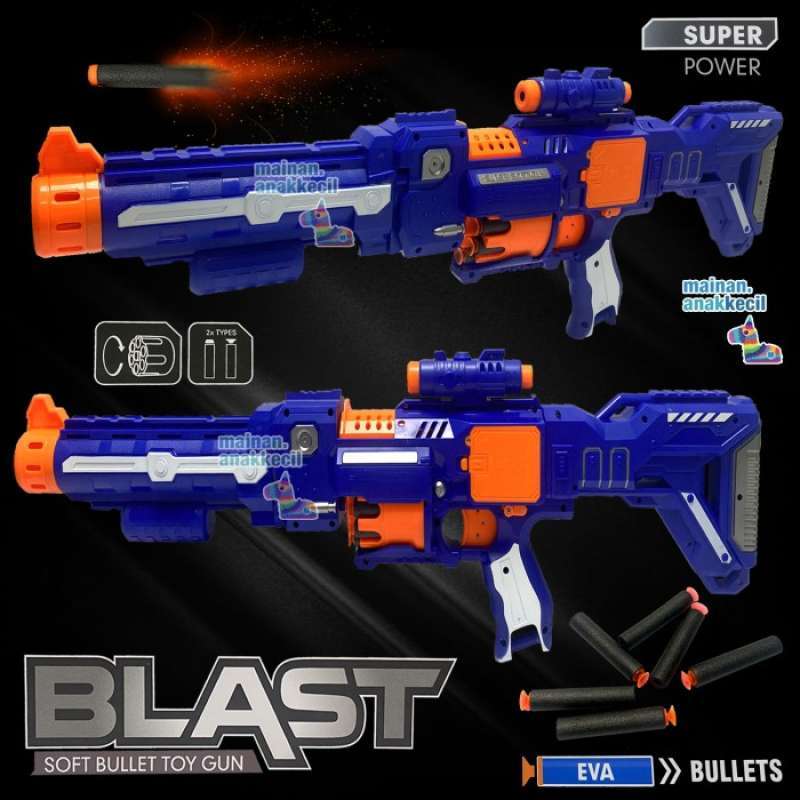 Promo Mainan Nerf Blast Shoot Electric Softbullet Eva Diskon 50% Di ...