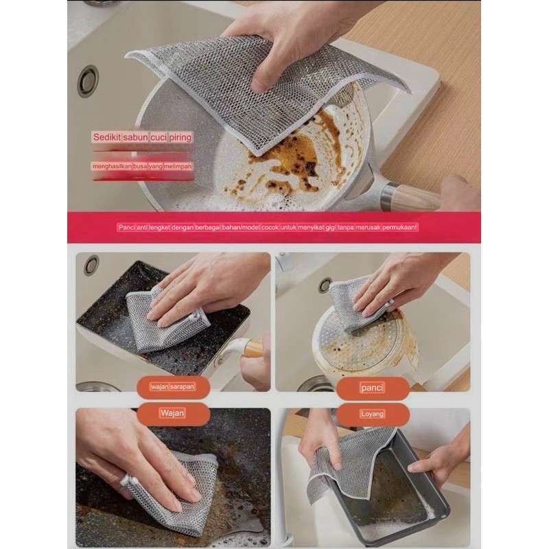 Promo Kain Lap Dapur Kawat Halus / Kain Cuci Piring Kawat 3pcs Diskon ...