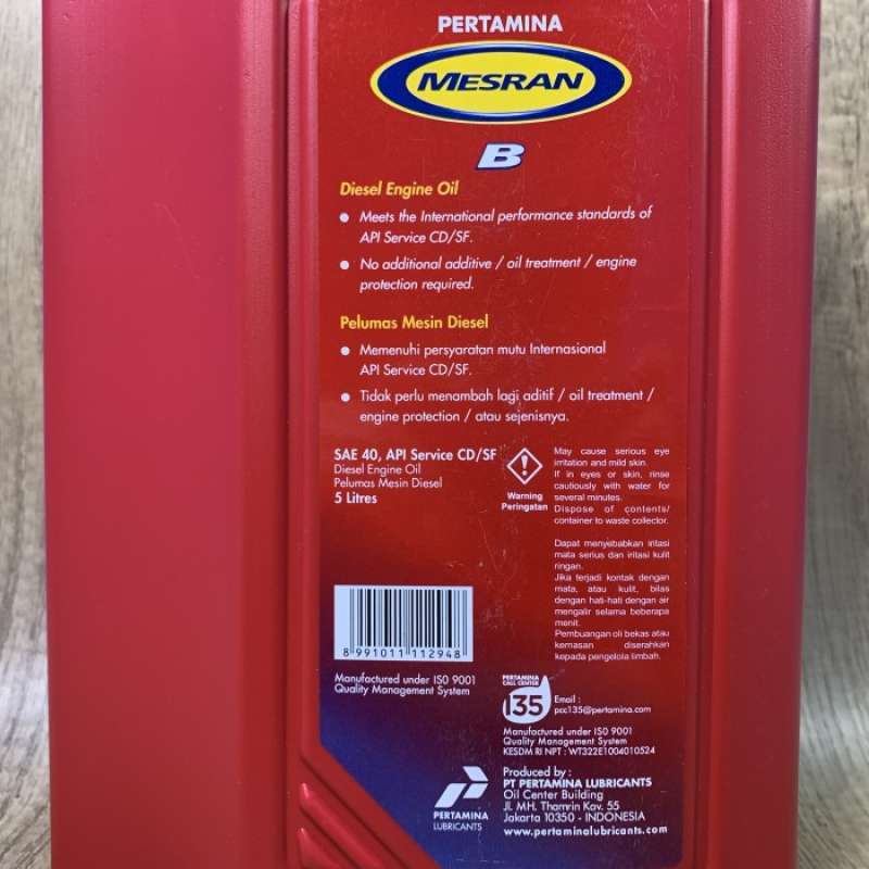Promo Oli Mesin Pertamina Mesran B - 5 Liter Diskon 21% Di Seller ...