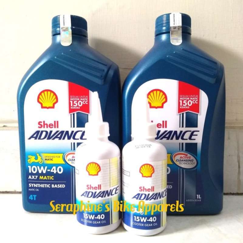 Promo Paket Ganti Oli Xmaxshell Advance Ax7 10w40 2l+oli Gear Shell ...