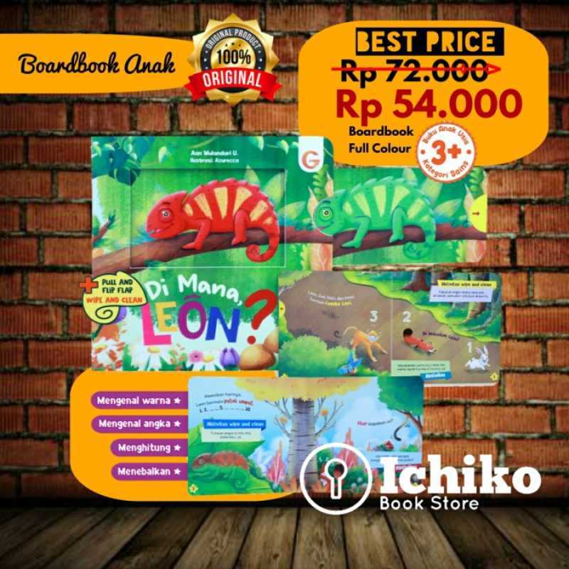 Promo Boardbook Anak Dimana Leon ? Buku Edukatif Aktivitas Anak Gema ...
