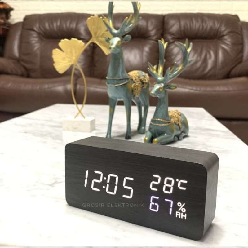Promo Jam Meja Digital Led Weker / Digital Wood Alarm Clock 010 Cream ...