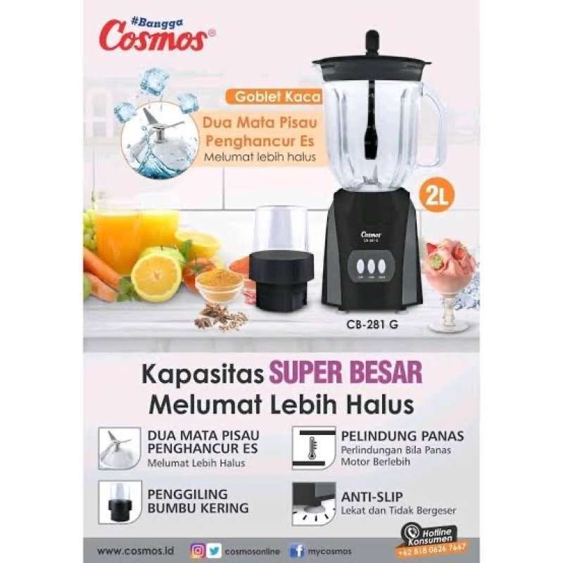 Jual Blender Cosmos Cb 281 G Kaca Glass Hitam 2l Besar Di Seller Noelle ...