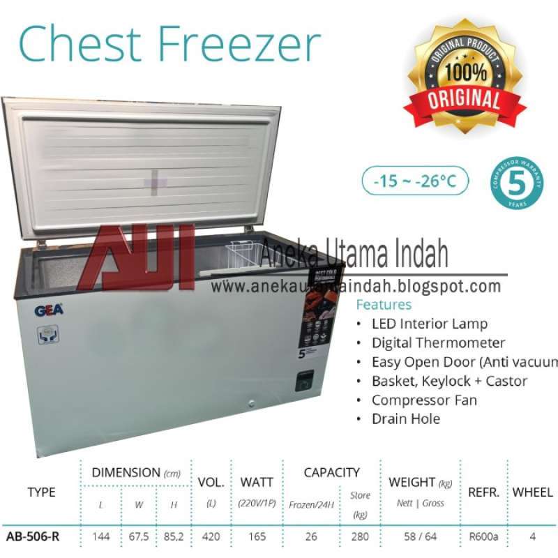 Promo Gea Ab-506-t-x Chest Freezer Atau Box Pendingin Atau Lemari ...