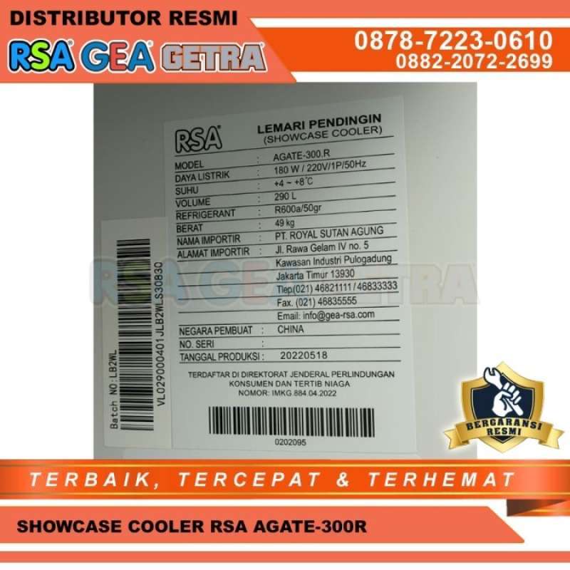 Promo Rsa Showcase Agate 300r Agate-300r Lemari Pendingin Minuman New ...