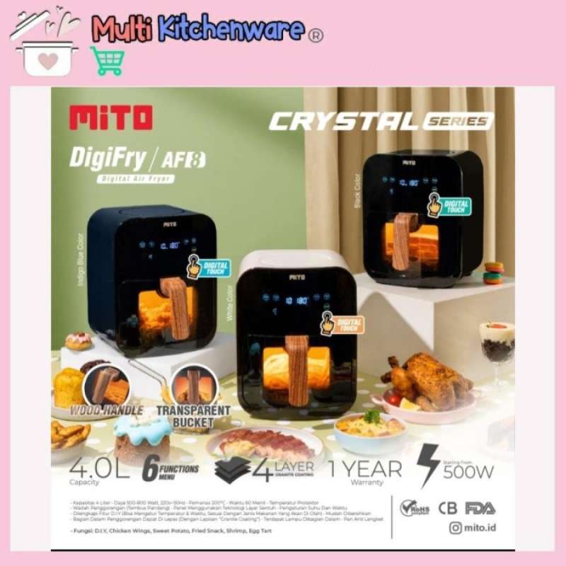 Jual Mito Crystal Series Air Fryer Af8 Airfryer Digital Af 8 Transparan