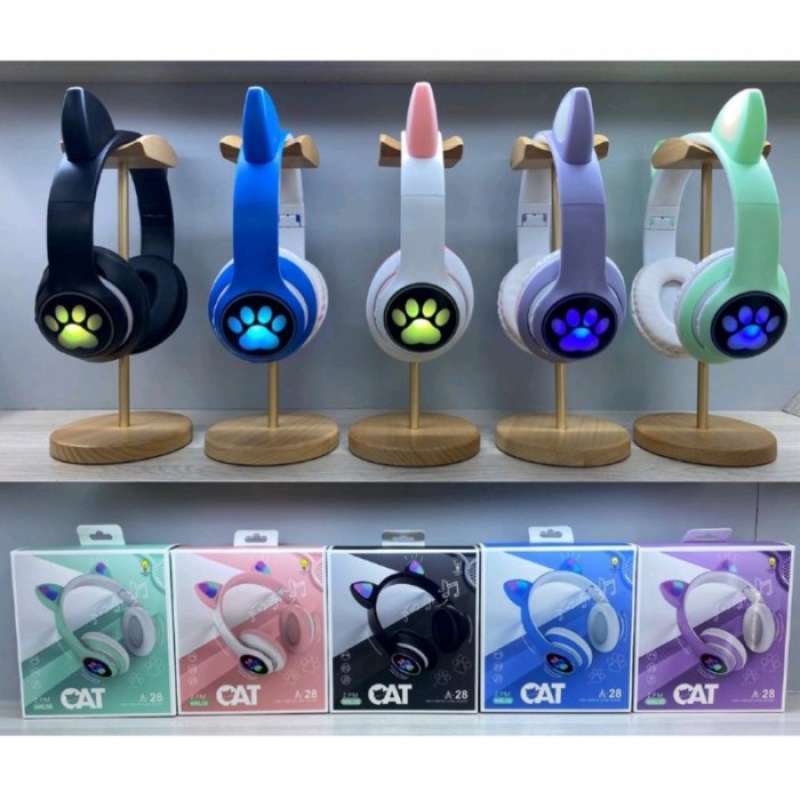 Jual Headset Bluetooth Anak Karakter Telinga Kucing Pink Lucu Cat Ear ...