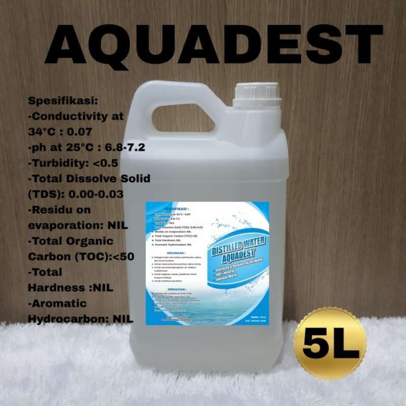 Promo Aquadest Aquades Distilled Water / Air Suling 5 Liter Diskon 23% ...