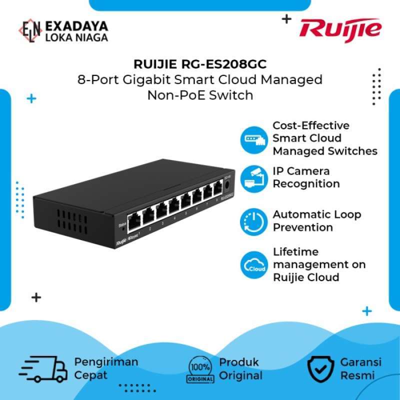 Promo Ruijie Rg-es208gc 8-port Gigabit Cloud Managed L2 Non-poe ...