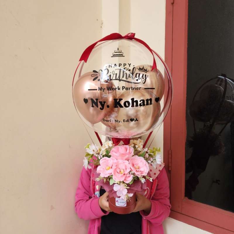 Promo Buket Balon Small Bucket Bunga Artificial Opening Graduation ...