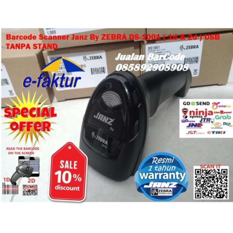 Promo Barcode Scanner Janz By Zebra Ds1001 Ds 1001 Like Zebra Ds2208 Ds ...
