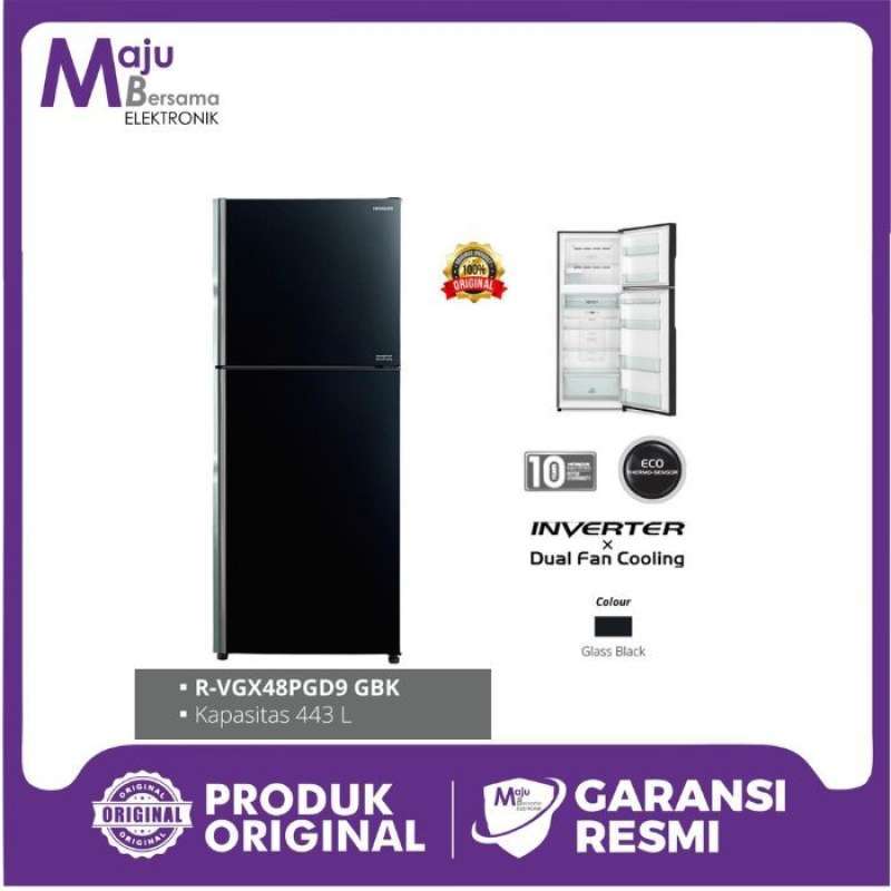 Promo Hitachi R Vgx48pgd9 Gbk New Inverter Dual Fan Glass Door Deluxe