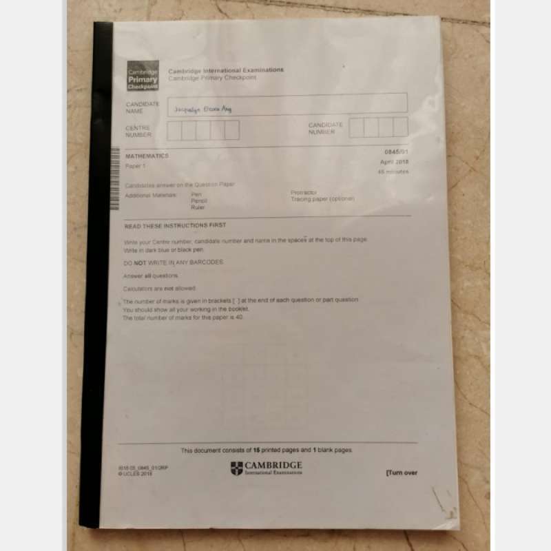 Jual Cambridge Primary Checkpoint Mathematics Past Paper Booklet Di ... Jual Cambridge Primary Checkpoint Mathematics Past Paper Booklet Di ...