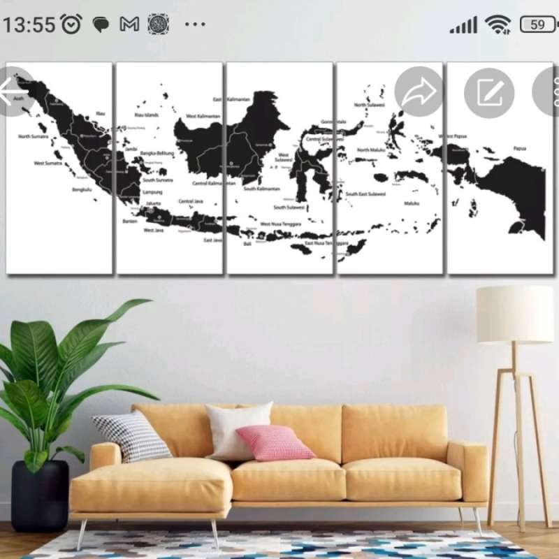 Jual Hiasan Dinding Peta Indonesia 150x60cm Jumbo Peta Dunia Isi 5 Pcs ...