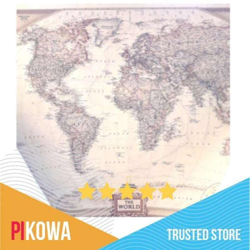 Jual Peta Dunia Detail Benua National Geo / Poster Dinding / Map World ...