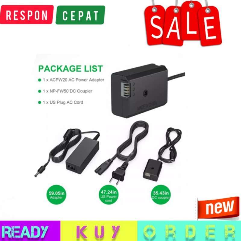 Jual Ac-pw20 Np-fw50 Dummy Battery Ac Power Supply Adapter Dc Coupler ...