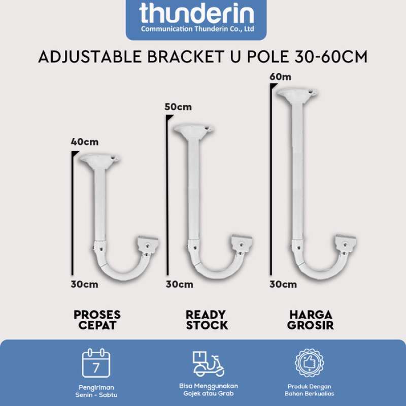 Jual Adjustable Bracket Tiang U Cctv, Bracket Tiang Outdoor 30cm-60cm ...