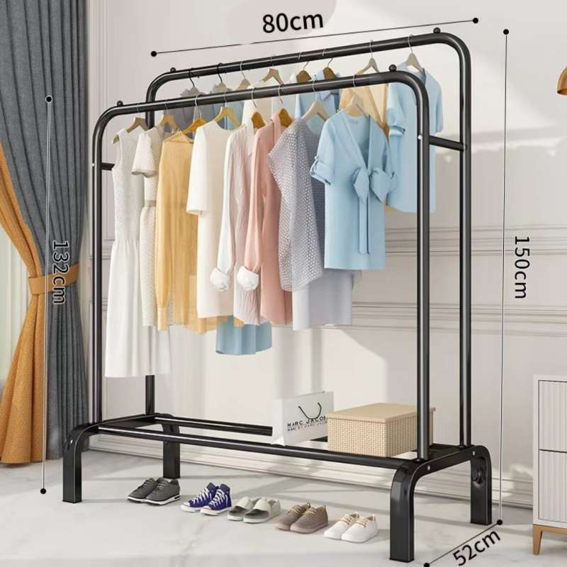 Promo Rak Gantungan Baju Double Stand Hanger Besi Serbag - Hitam-80*54 ...