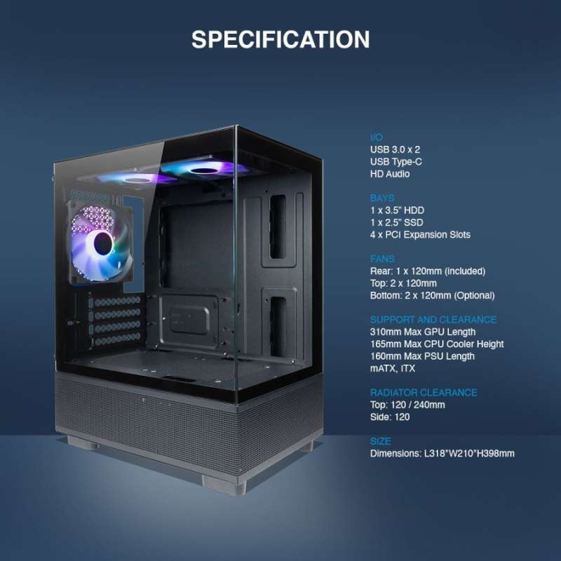 Jual Tecware Infinity M2 Pro - Dual Tempered Glass Matx Case / Casing ...