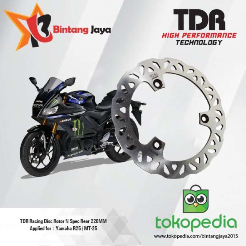 Promo Tdr Racing Disc Rotor 220mm Rear N Spec For Yamaha R25 / Mt-25 ...