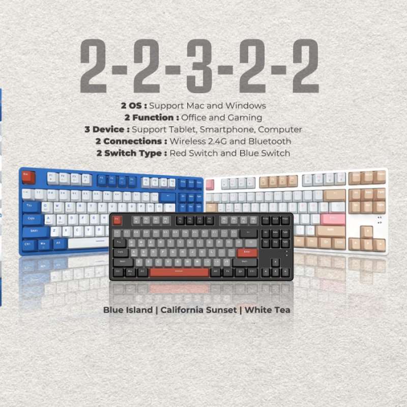 Jual Ajazz Ak871 / Ak-871 Tkl Wireless Mechanical Gaming Keyboard Dual Mode Di Seller Clover ...