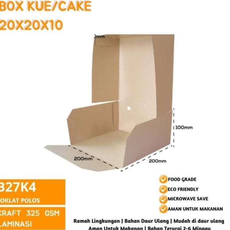 Jual Paper Box Dus Kue Cake Roti Makanan B27k4 Laminasi 20x20x10 Di ...