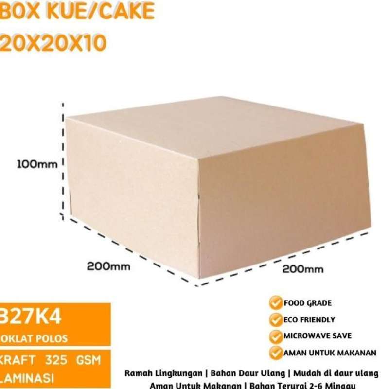 Jual Paper Box Dus Kue Cake Roti Makanan B27k4 Laminasi 20x20x10 Di ...