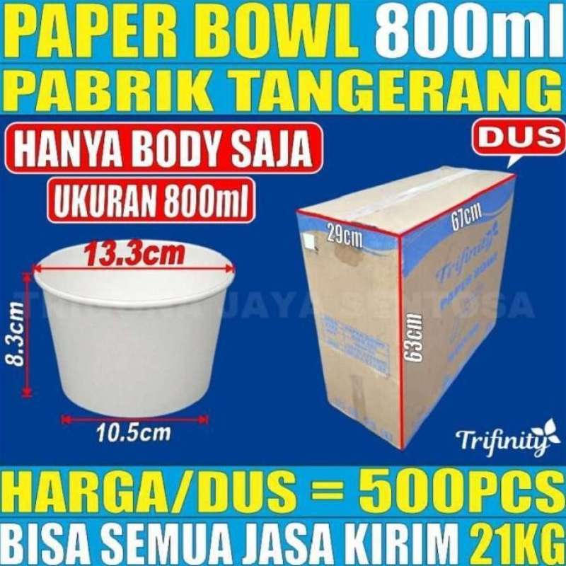 Jual Paper Bowl 360ml 500ml 650ml 800ml Hanya Body Mangkok Kertas Dus ...