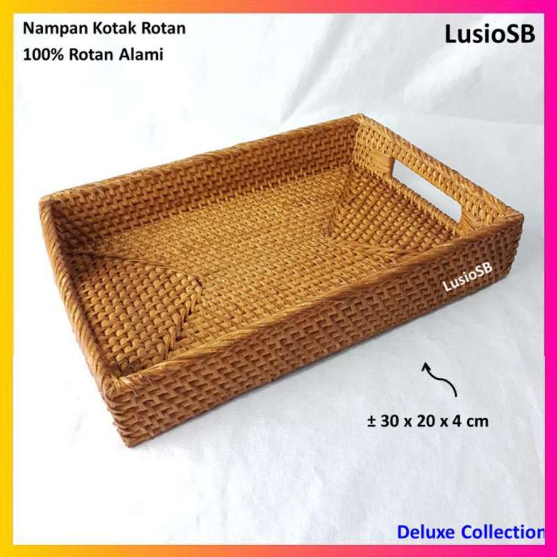 Jual Nampan Rotan 2 Ukuran / Rattan Tray / Keranjang Rotan / Baki Rotan ...