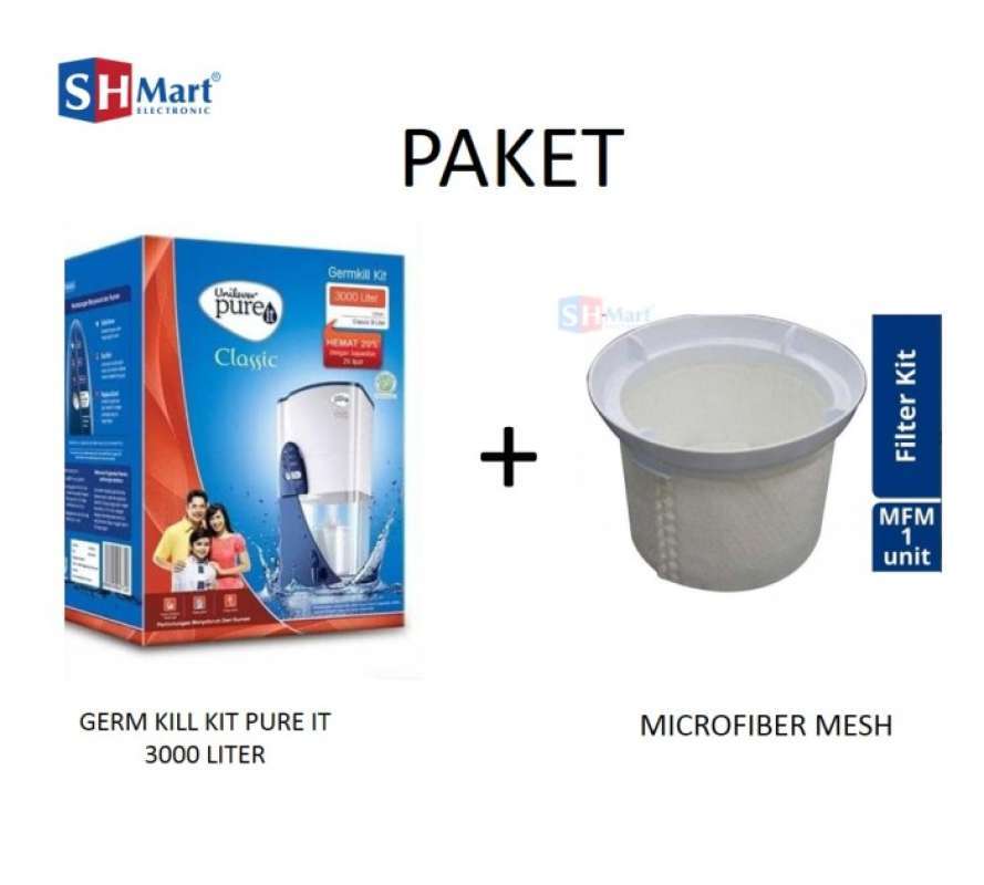 Jual Paket Unilever Pureit Pure It Germkill Filter 3000l & Microfiber ...