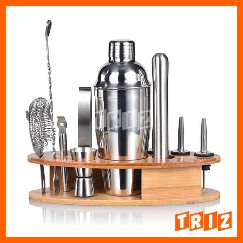 Promo Bartender Set Barista Bar Drink Stainless Shaker 750 Ml Rak Bambu Oval Diskon 23% Di ...