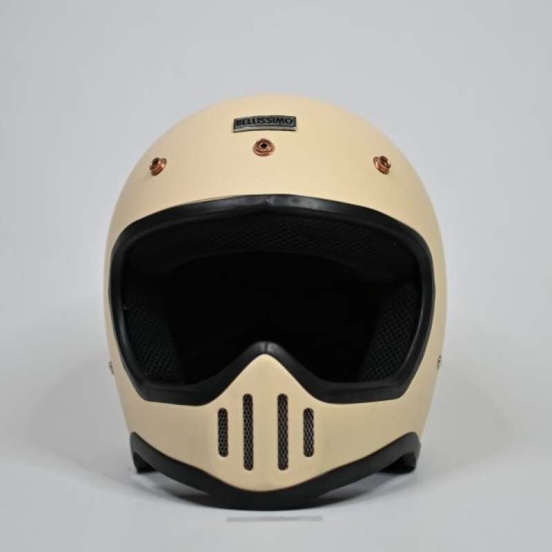 Promo Bellissimo Helmet Caferacer/ Helm Custom Full Face - Cream Doff ...