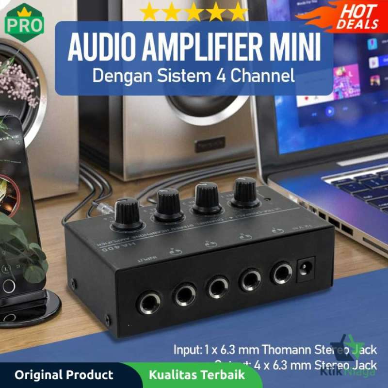 Promo Leedoar Microamp Audio Amplifier Mini Headphone 4 Channel Stereo ...