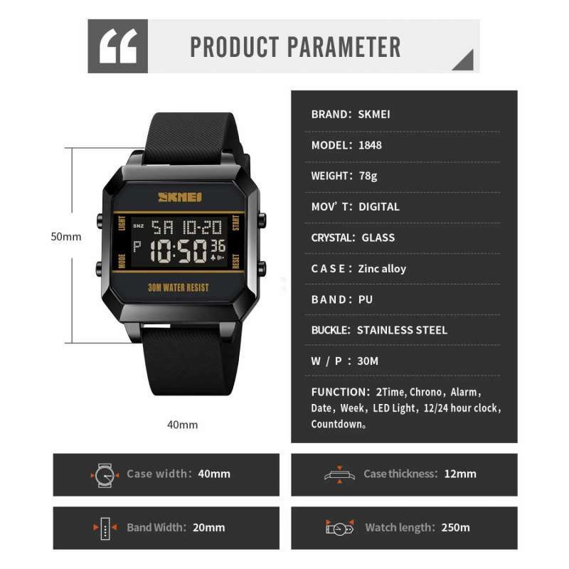 Jual Jam Tangan Digital Pria 1848 Pria Terbaru Aesthetic Kotak Casual ...