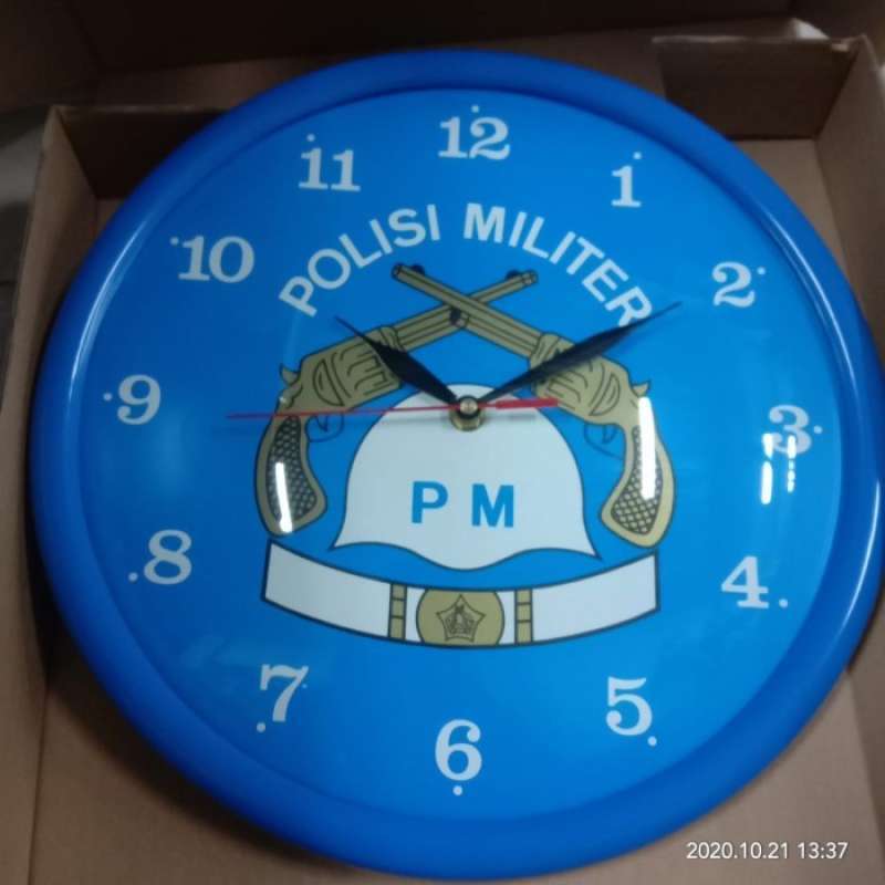 Promo 100% Produk Ori Jam Dinding Polisi Militer Gambar Helm Dasar Biru ...