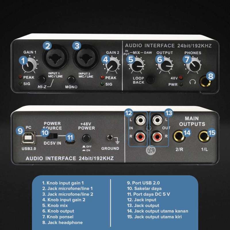 Jual External Sound Card Audio Interface Preamp High Speed Usb 2.0 Q-24 ...