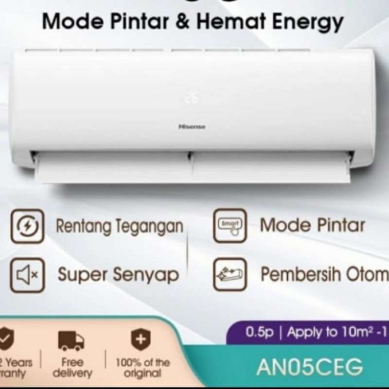Promo Ac Hisense 1/2 Pk An -05ceg Super Cool Eco Instalasi + Pemasangan ...