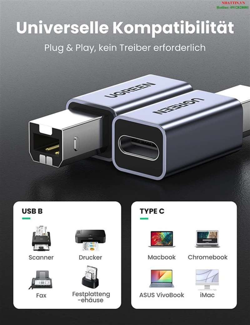 Jual Ugreen Converter Printer Usb Type-c Female To Usb-b 2.0 20120 Di ...