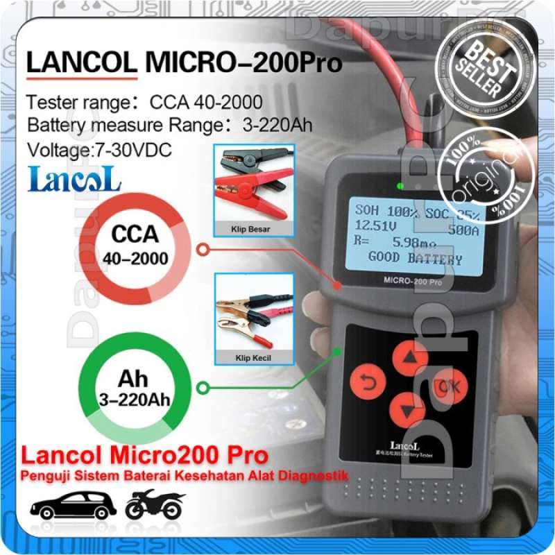 Promo Lancol Micro-200 Pro Alat Test Aki Digital Battery Tester Motor ...