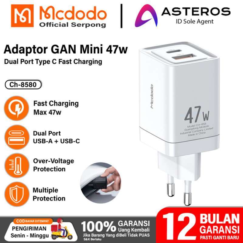 Jual Mcdodo Kepala Charger 65w Gan Usb Type C Fast Charging Qc Pd Ch-154 - Ch-5651 Gan 47w Di ...