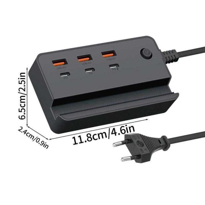 Promo Vieur Travel Adaptor Fast Charging Station 6 Port Usb Type C Cy ...
