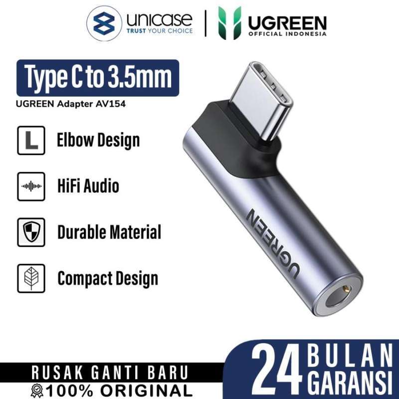 Jual Adapter Usb Type C To 3.5mm 90 Degree Ugreen Audio Aux Converter Hifi - Gray Di Seller ...