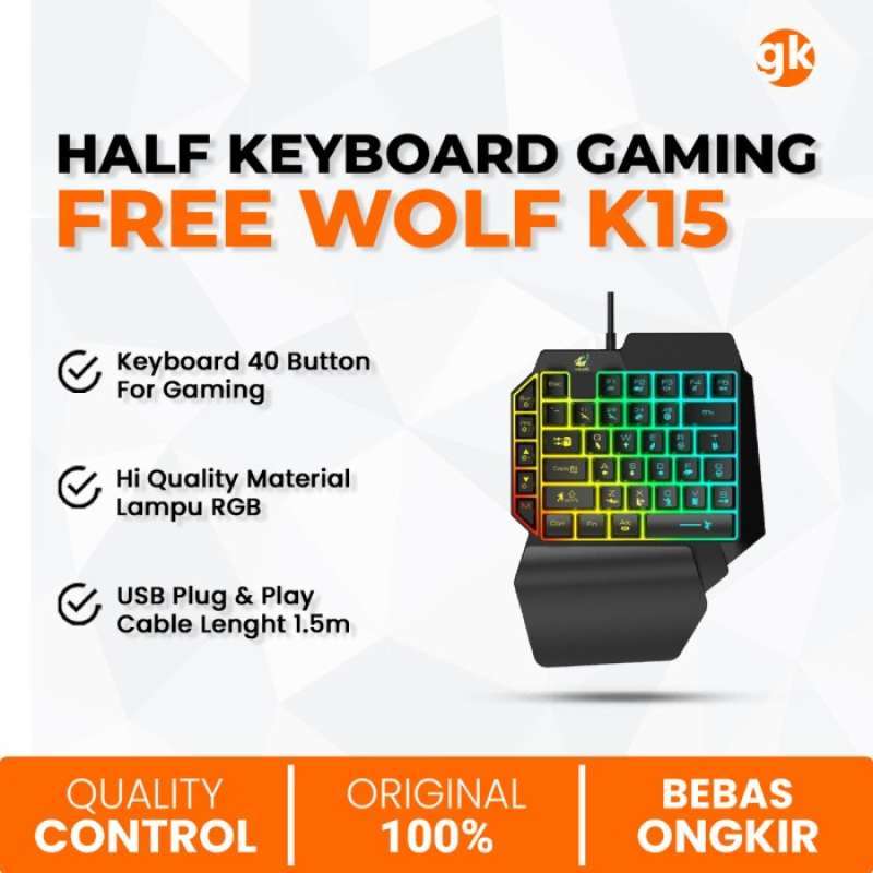 Jual Mouse Keyboard Half One Handed Combo Gaming Set Rgb Free Wolf V5 / K15 Di Seller Velvet ...