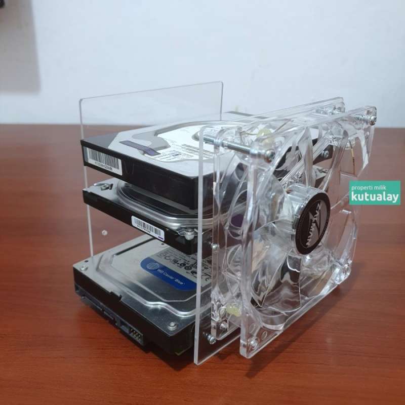 Jual Stand Hardisk 3.5'' 4 Susun Akrilik + Tempat Fan Rak Hdd Komputer ...