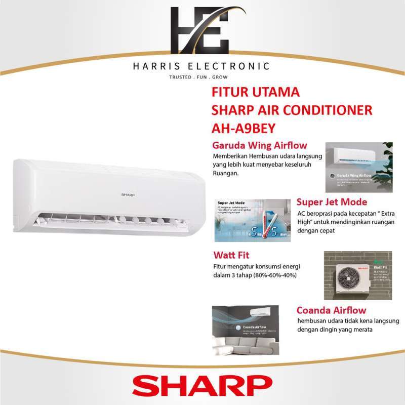 Jual Sharp Elektronik Ac Ah9bey 1 Pk 1pk Garuda Series Garansi Resmi Di ...