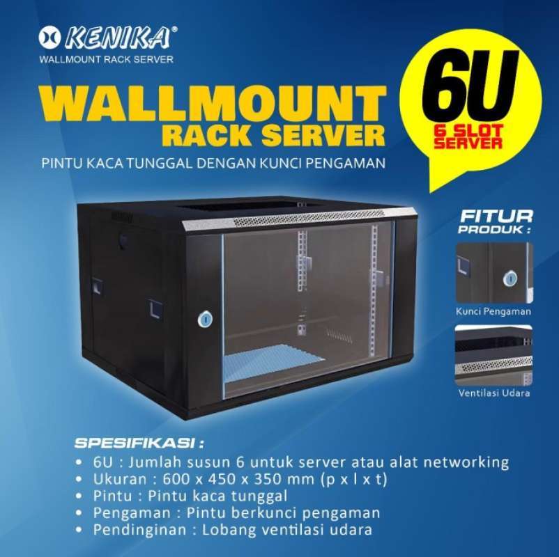 Jual Rak Server Rack Merk Kenika 6u Wallmount Server 60 X 45 X 35 Cm Di ...