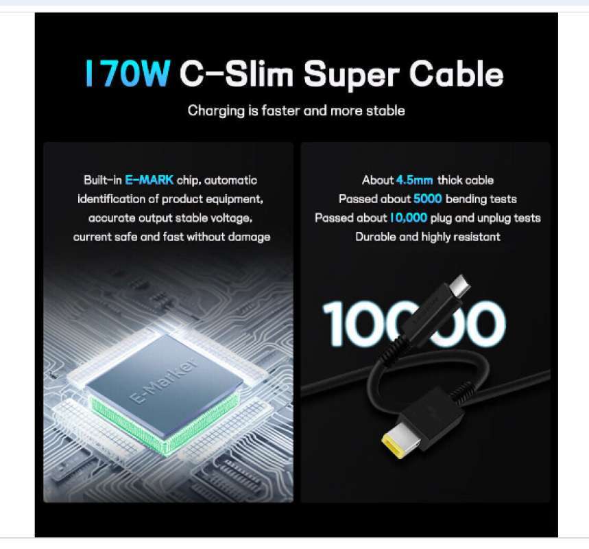 Jual Charger Adapter Gaming Lenovo Legion 170w Gan Type C To Slimtip ...