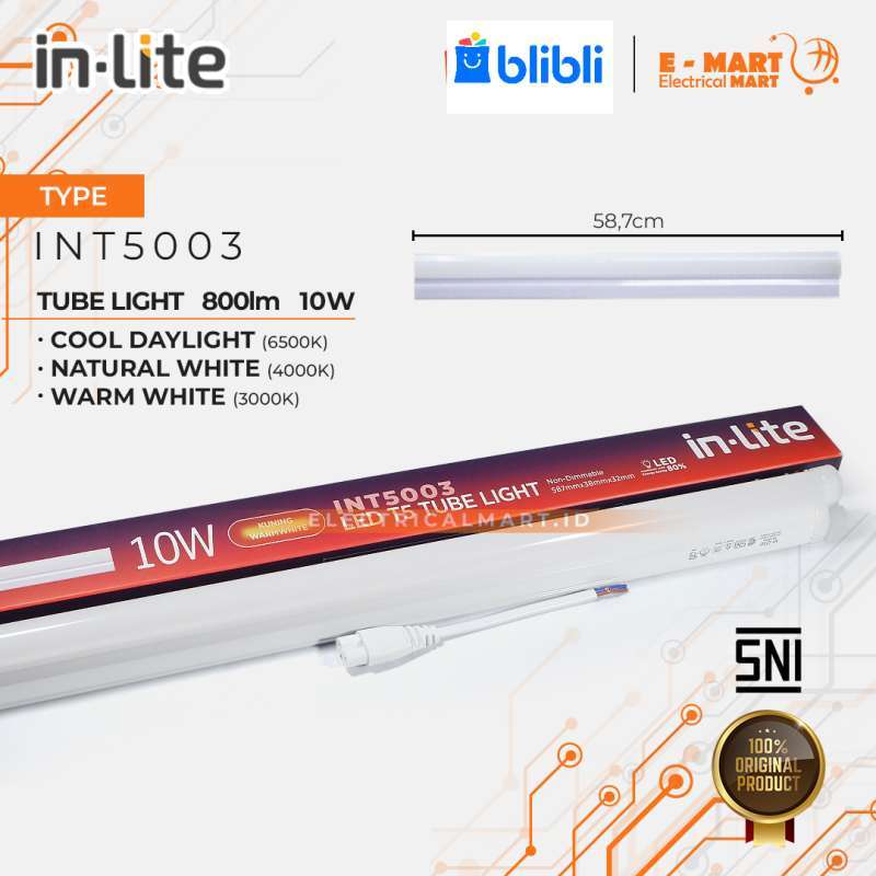 Promo Inlite Lampu Led T5 Batten 10w 60cm 10 Watt Int5003 Tl In-lite ...